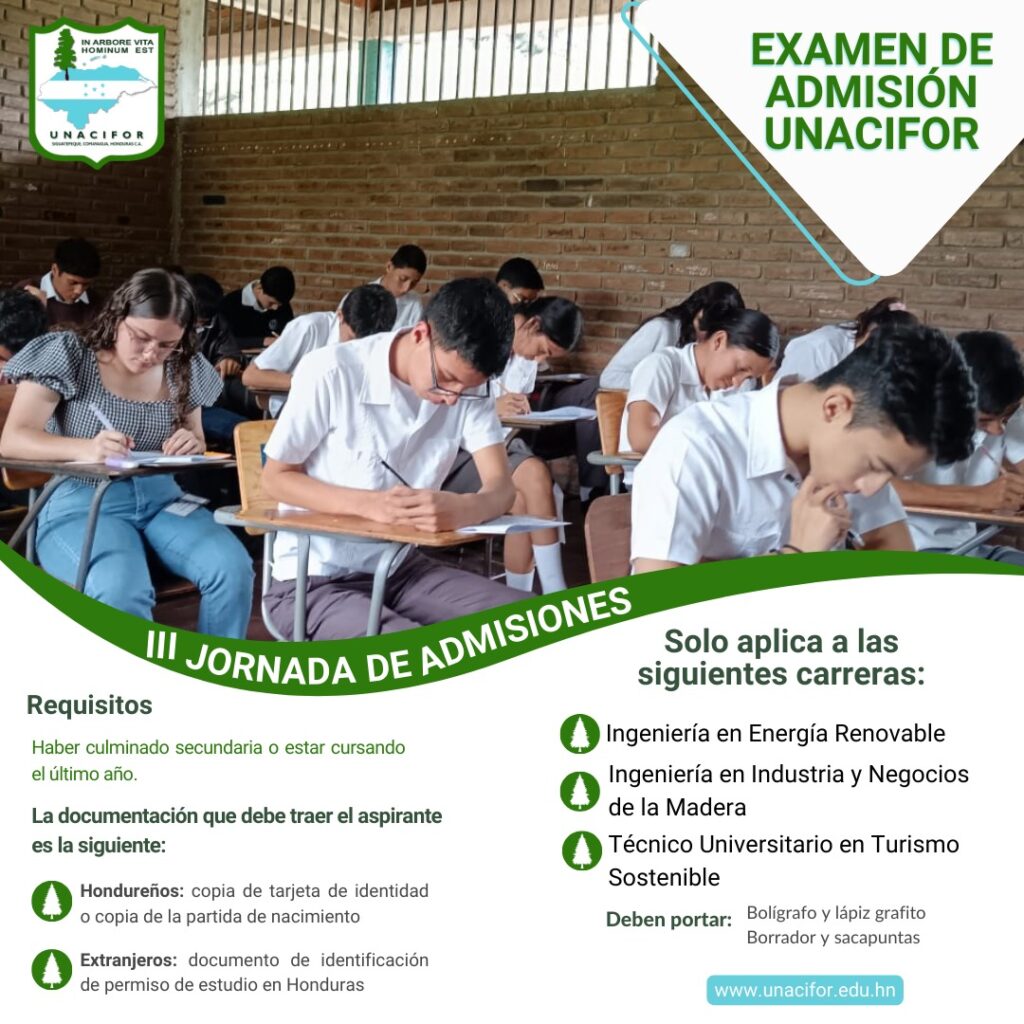 Fechas del examen de admisión - UNACIFOR